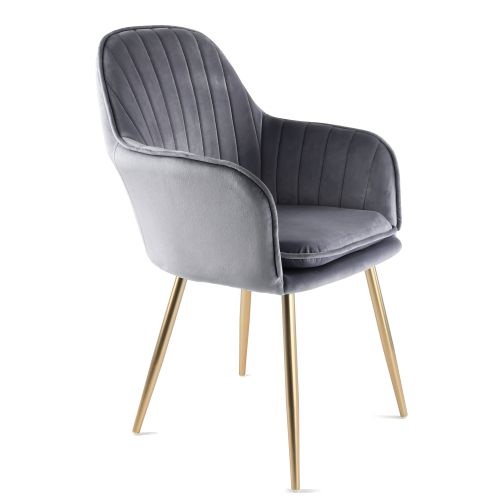 Beauty Nail Salon Chair Valure Velvet Grey Gold Seat Comfortabl